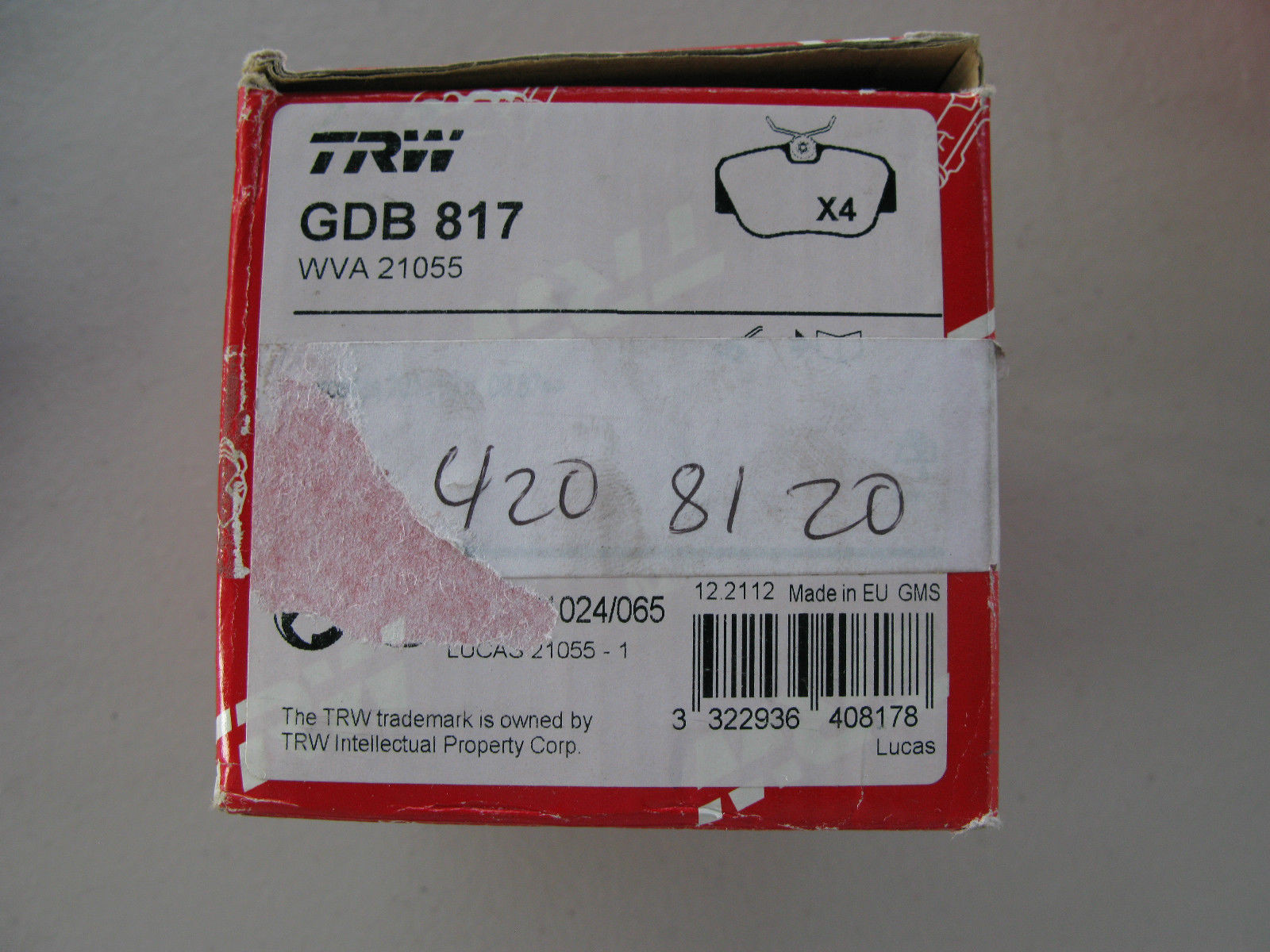NEW TRW GDB 817 BRAKE PAD SET 0014208120 For Mercedes 190 1989-1993 | eBay