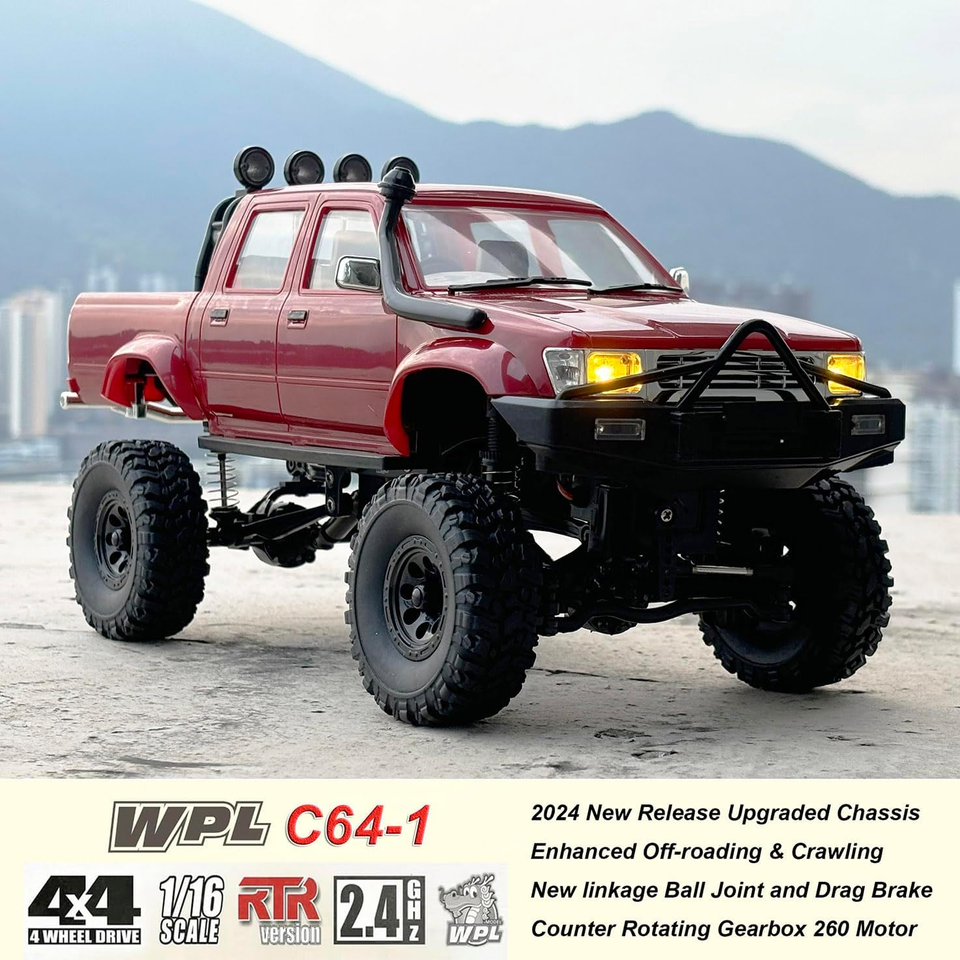 RC Rock Crawler 4X4 RC Truck 1/16 Scale RC Crawler WPL C64-1 Remote ...