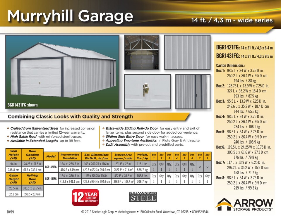 Arrow Murryhill 14 x 21 Garage, Steel Storage Building, Pre Fab Storage ...