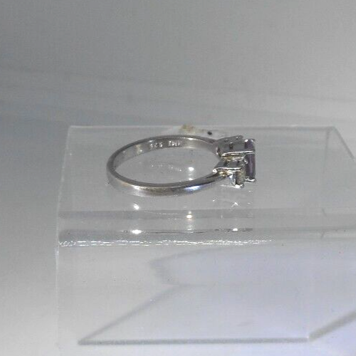 Retro HMI Amethyst & Cz 3 Stone Ring Sterling Silver Size 8 Heera Moti ...