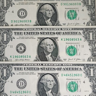 1960 Birth Year Note Set 1 Dollar Bill US Fancy Serial Number Lot of 3 ...