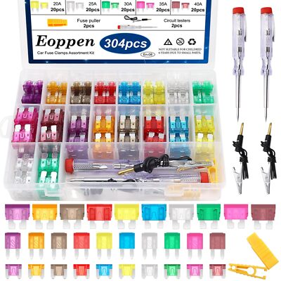 304PCS Car Fuse Assortment Kit Standard Mini Low Profile Fuses w ...