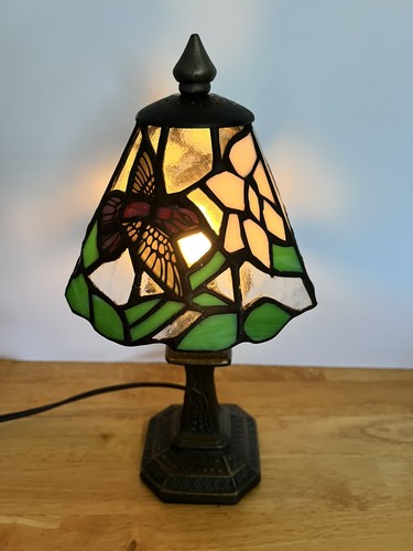 Hummingbird Stained Glass Table Tiffany Style Lamp 12” With Bronzed ...