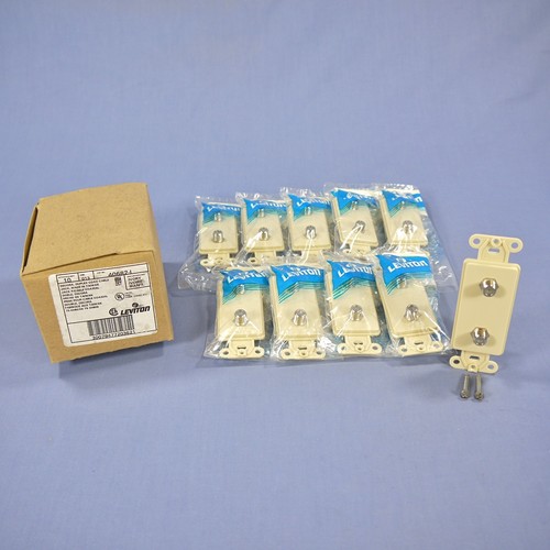 10 Leviton Ivory Decora DUAL CATV Coaxial Cable Jack Wall Plates Duplex ...