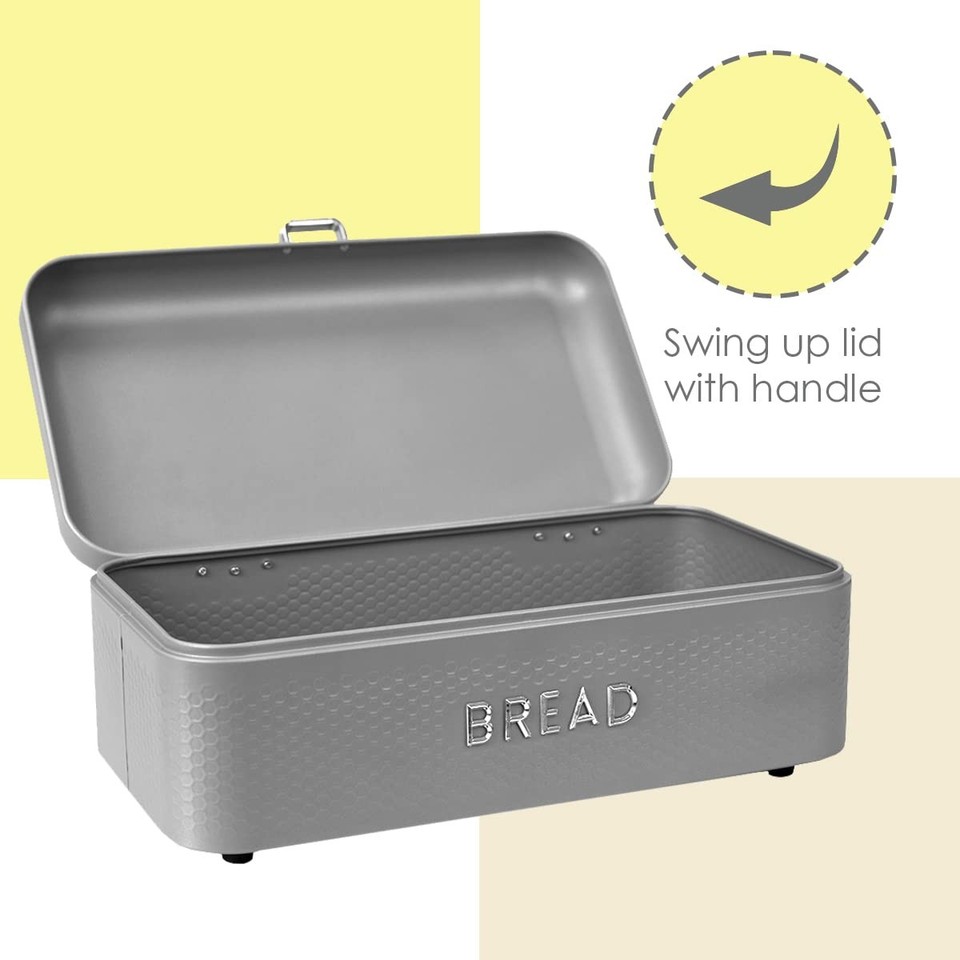Home Basics Large Bread Box, Grey Metal, Kitchen Counter Storage | eBay