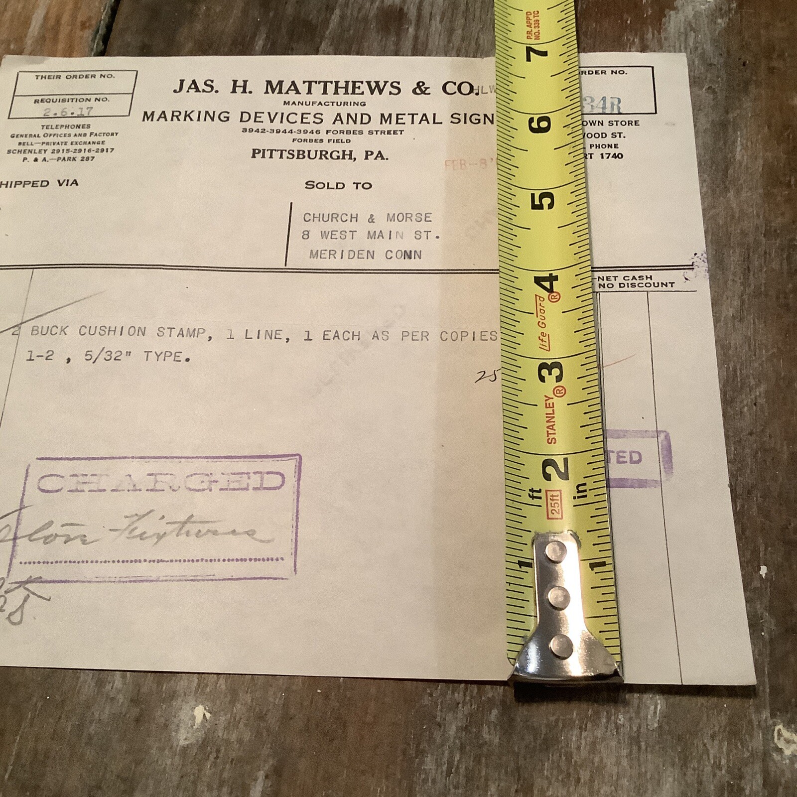 invoice billhead Pittsburgh Pennsylvania JAS. H. Matthews & Co Metal ...