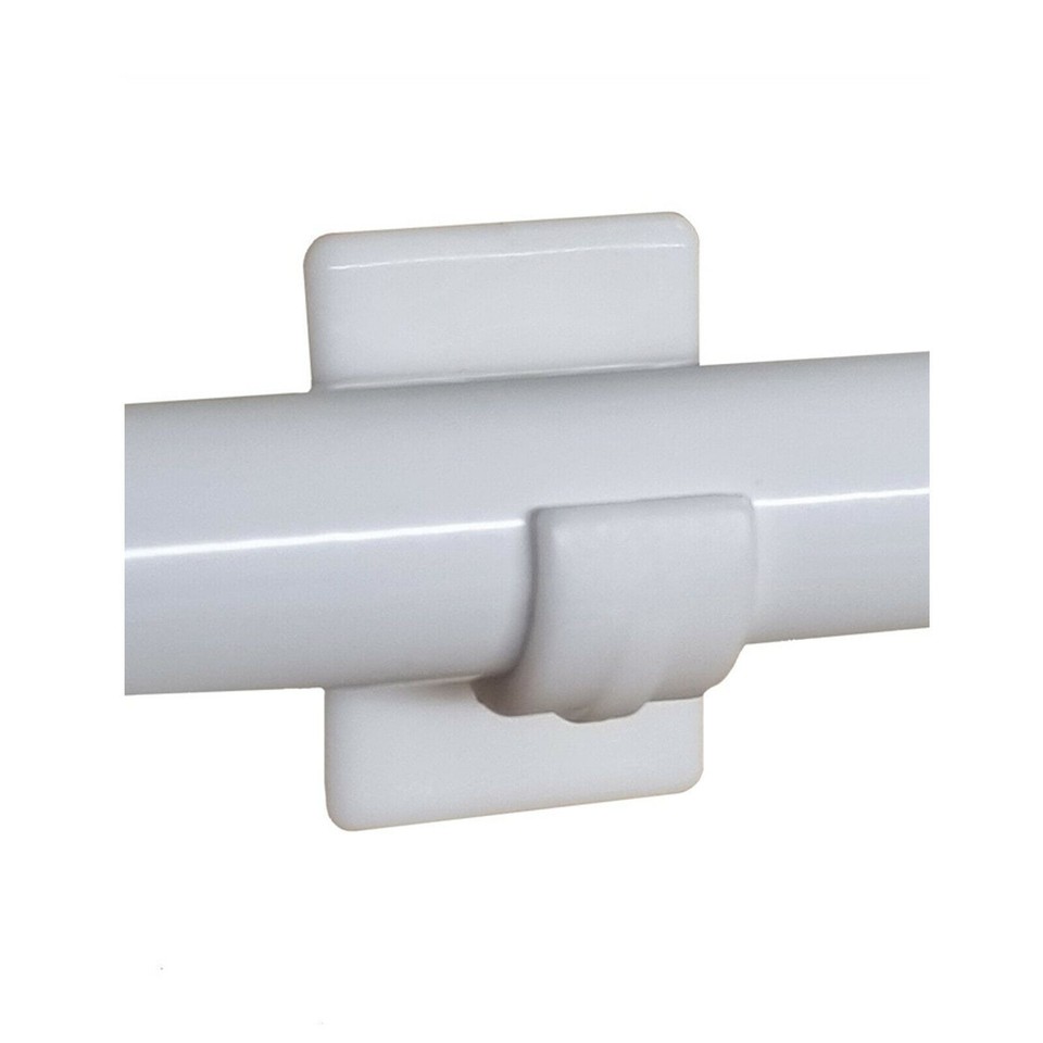 WHITE SELF ADHESIVE WALL MOUNT CENTRE SUPPORT HOOKS FOR NET CURTAIN ROD ...
