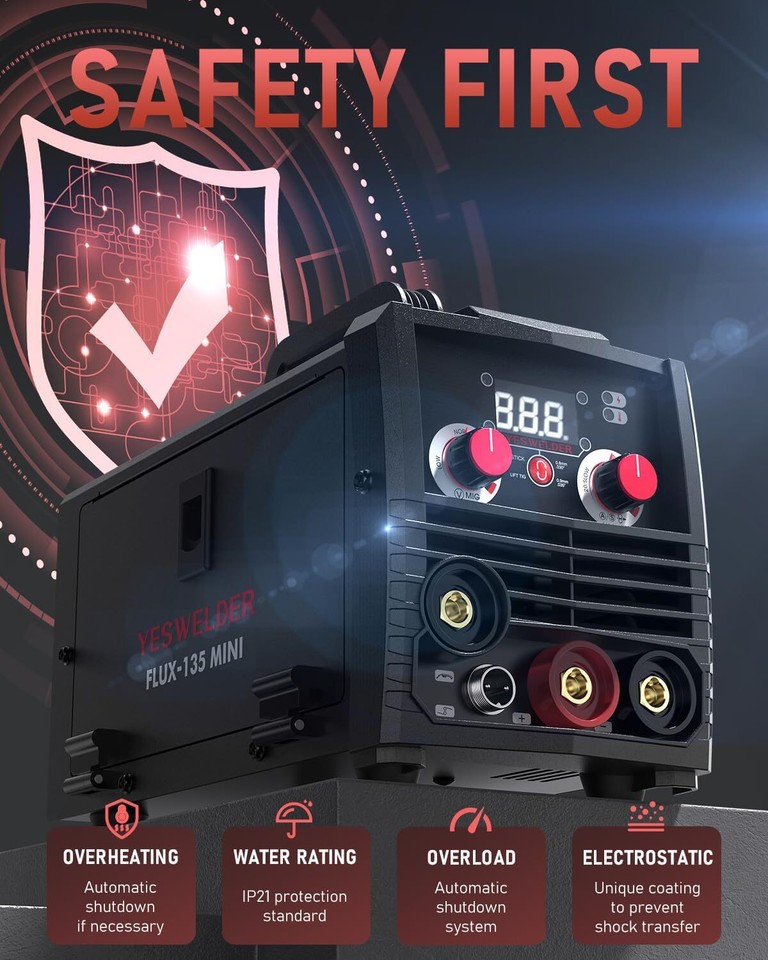 YesWelder 3 in 1 MIG Welder 110V Gasless Lift TIG Stick Welding Machine ...