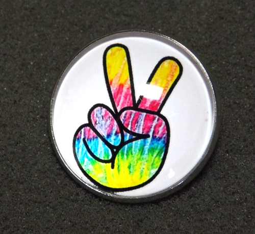Peace Symbol Two Fingered Hand Lapel Pin Colorful Hippie Logo | eBay