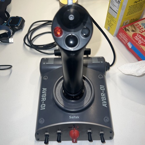 Saitek AV8R-01 USB Joystick PC Dual Throttle Flight Sim Stick Control ...