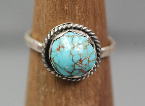 Number 8 Eight NV Turquoise Ring Sterling Silver Webbed Vtg Southwest ...