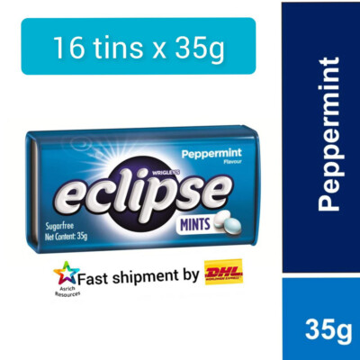 16 tins x35g Mint Wrigley's Eclipse Peppermint Sugarfree Candy Tin ...