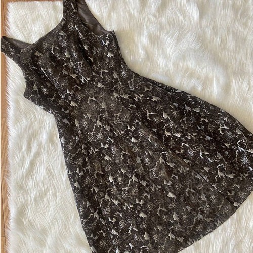 Modcloth Floral Print Textured Shift Fit & Flare Dress Pocket Brown ...