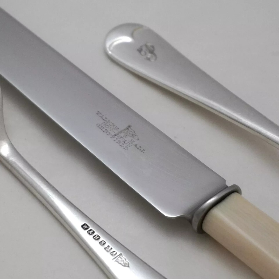 OLD ENGLISH Design Walker & Hall Silver Service Cutlery Six Table Forks ...