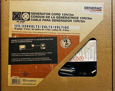 Generac 6327 Generator 10' Power Cord 30-Amp (4-Prong 120/240V) | eBay