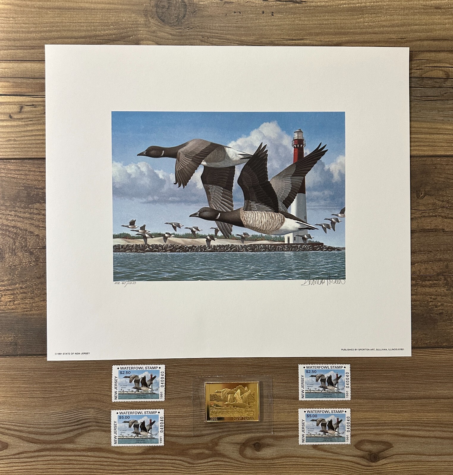 1991 NEW JERSEY - State Duck Stamp Print **THOMAS HIRATA** MEDALLION Ed ...