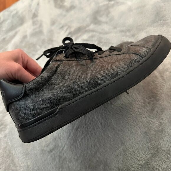 Coach Men's Clip Low Top Sneakers Shoes Logo Men's 9 D Charcoal Black ...