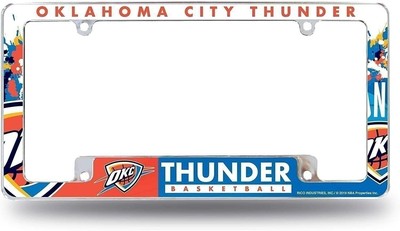 Oklahoma City Thunder Metal License Plate Frame Tag Cover ALL OVER ...
