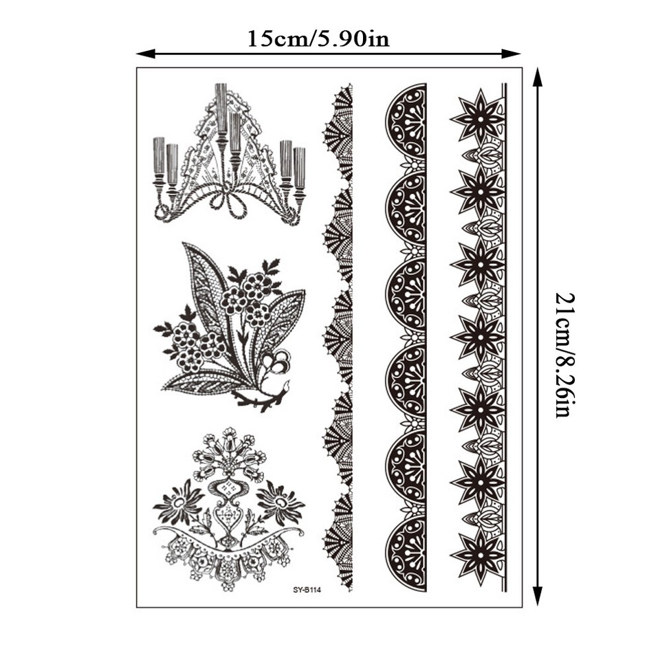 Leg Tattoo Stickers Black Lace Tattoo Stickers Body Art Temporary ...
