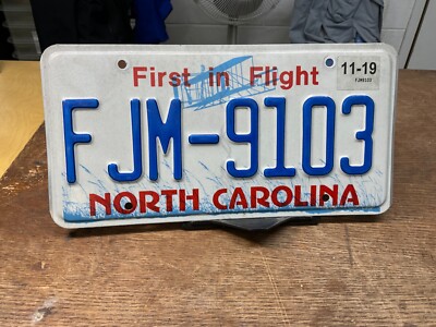 License Plate Tag Vintage North Carolina NC FJM 9103 2019 First In ...