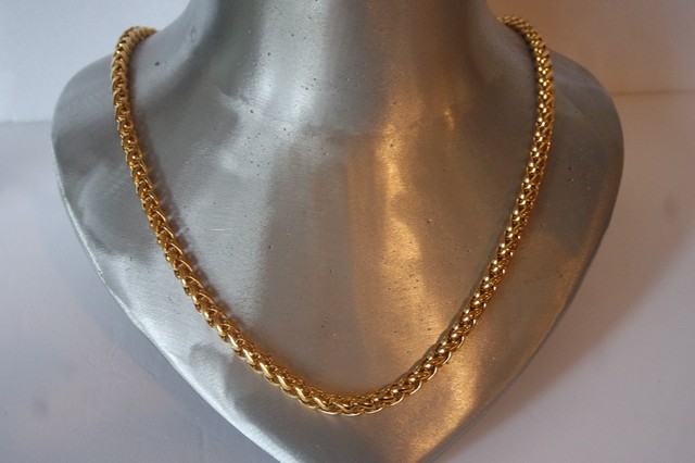GOLD PLATE SIGNED JH WHEAT TYPE CHAIN NECKLACE | eBay