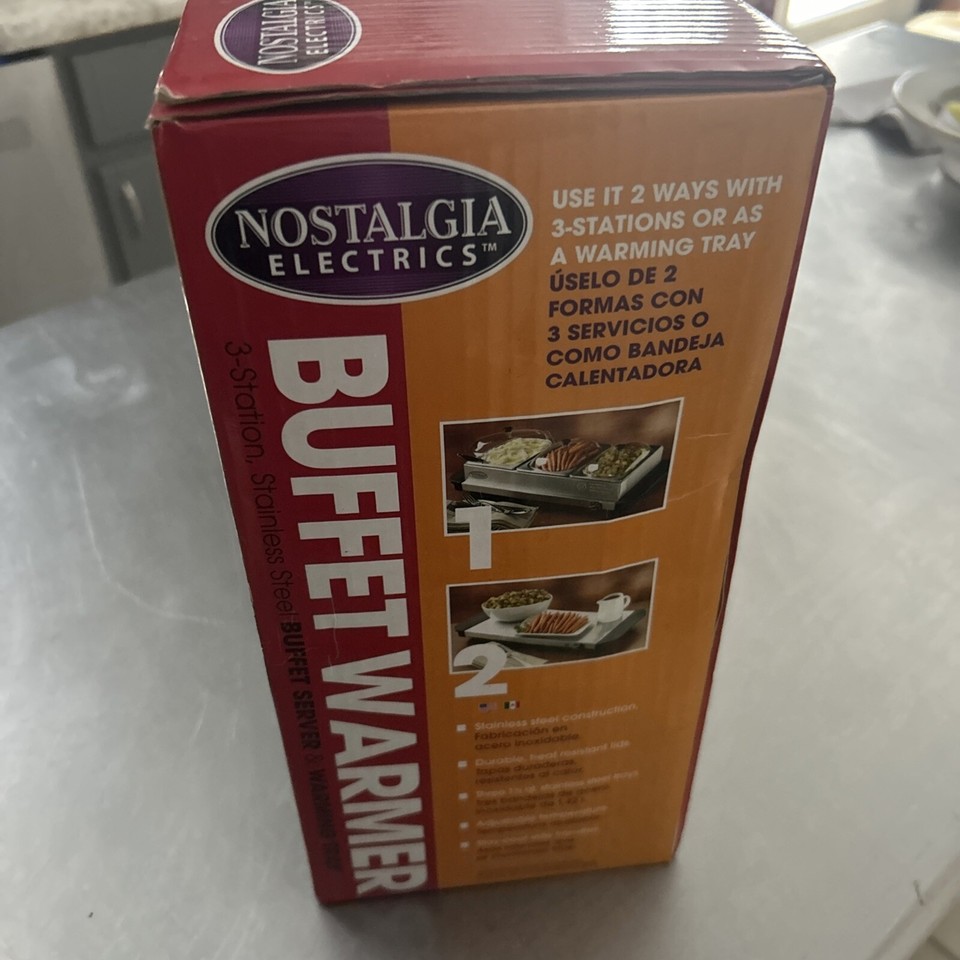 Nostalgia Electrics 3-Station Stainless Steel Buffet Warmer & Serving ...
