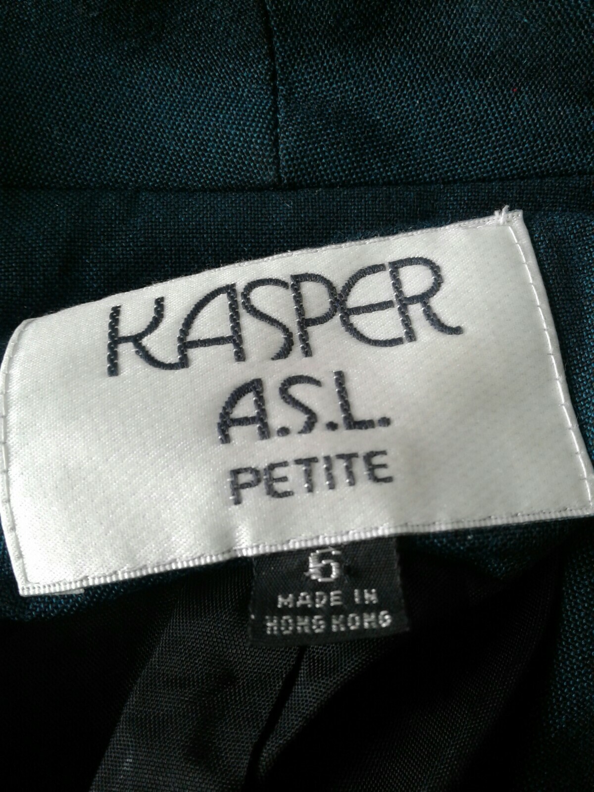 Vintage Kasper ASL Dark Green 2 Piece Blazer Skirt Suit Size 6P (cb30 ...