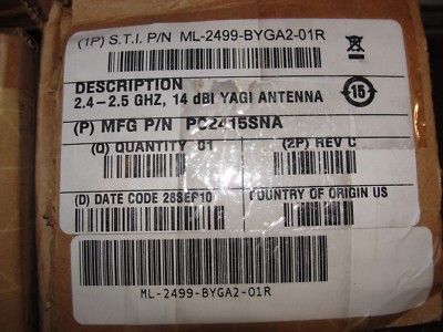 STI Symbol ML-2499-BYGA2-01R 2.4-2.5 GHZ, 14dBI YAGI Antenna W/ Mount ...
