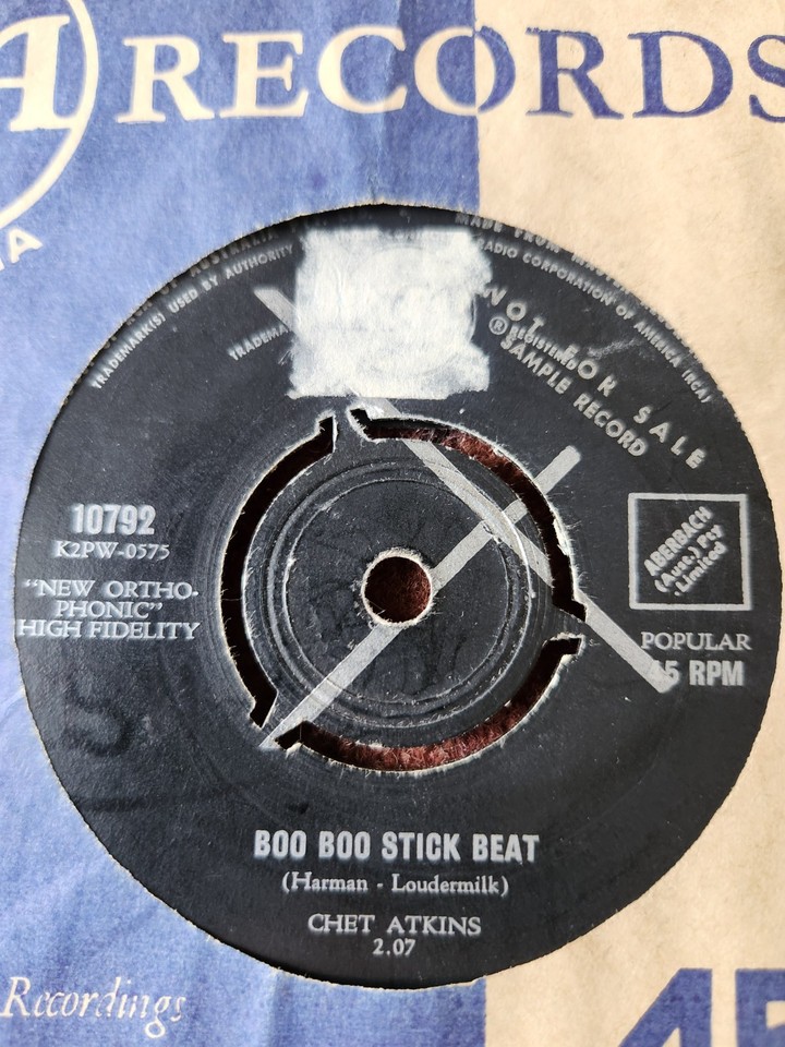 Chet Atkins "Boo Boo Stick Beat" 1959 RCA Oz PROMO 7" 45rpm | eBay