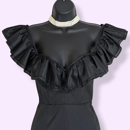 Elle Zeitoune Ruffled Neckline Side Split Dress | eBay