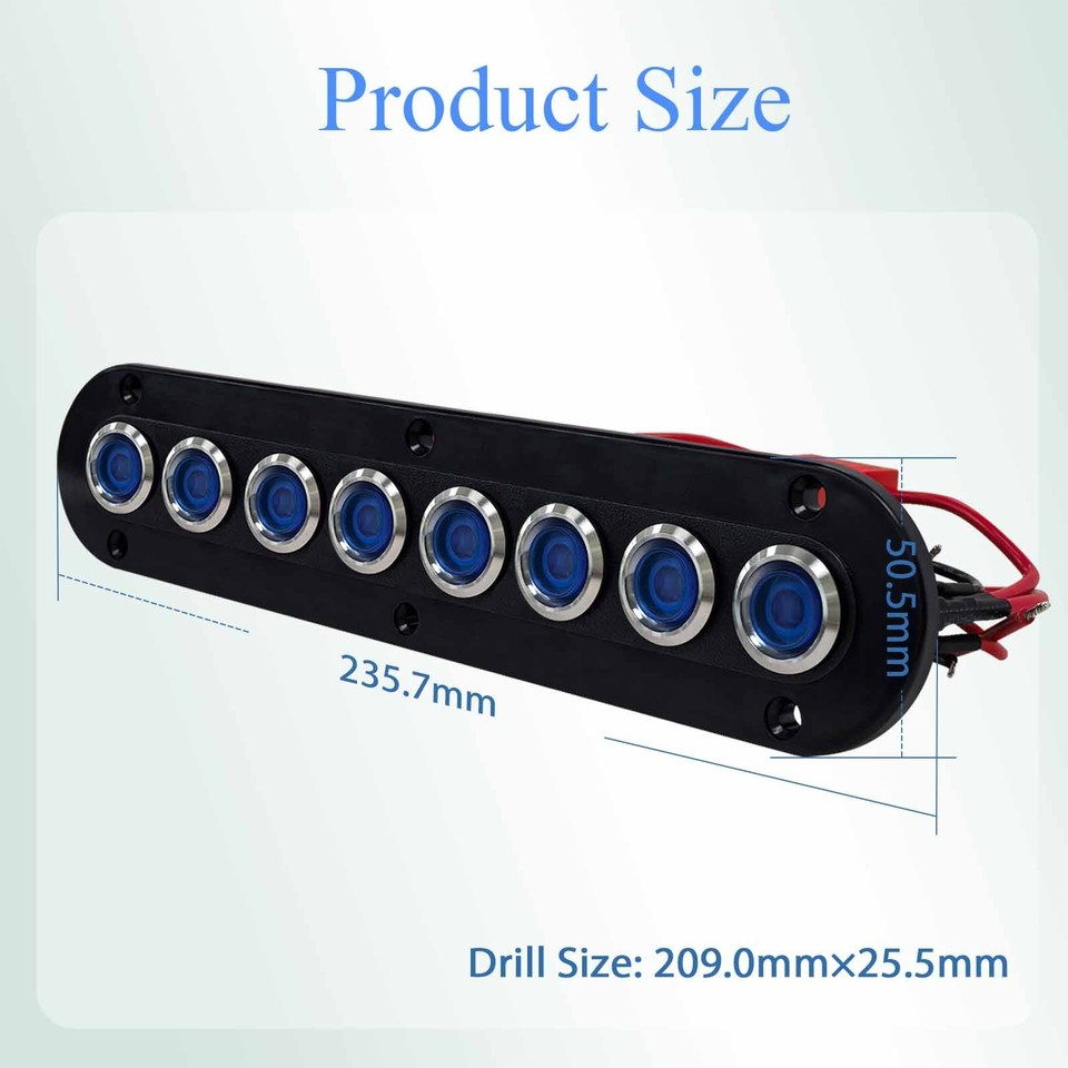 Marine Push Switch Stainless Steel Switch Panel 12V/24V LED Backlit ...