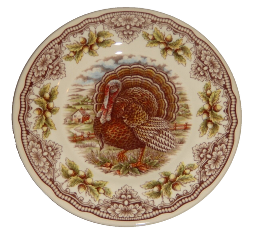 Victorian English Pottery Thanksgiving Turkey Salad Plate 8.5" Diameter ...
