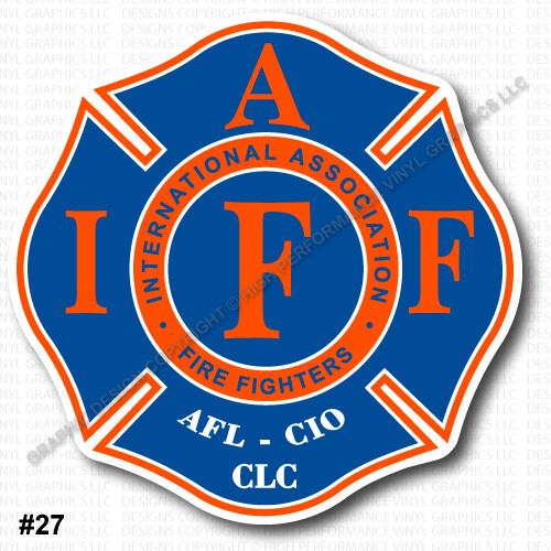 IAFF Firefighter HELMET Decal 2" Sticker Intense Blue Orange Wht ...