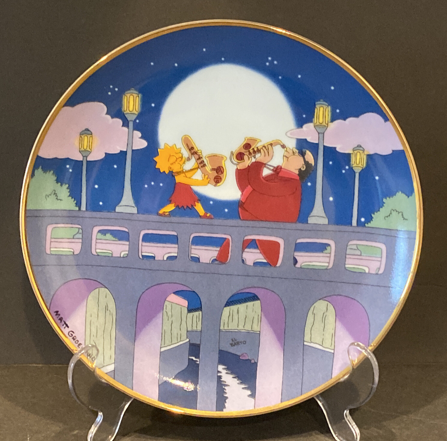 The Simpsons Decorative Plate “Lisa And Her Sax” Franklin Mint #L7540 ...