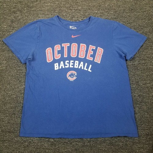 Nike Chicago Cubs Shirt Mens Large Blue October Baseball Center Swoosh ...