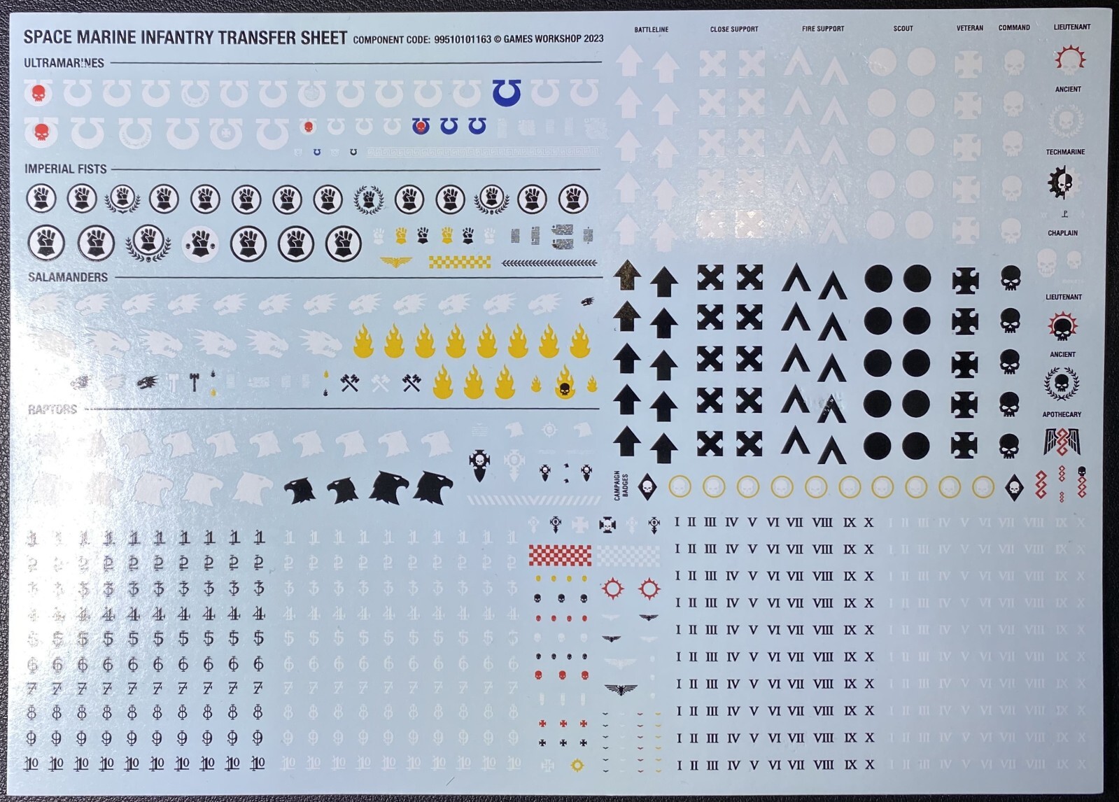 Space Marines Infantry Transfer Sheet Decals Warhammer 40k - (x1) | eBay