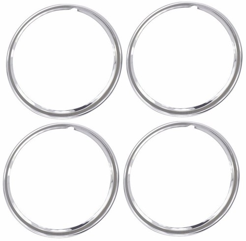 15" Chrome Stainless Steel HOT ROD STYLE SMOOTH Beauty Rings TRIM RING ...