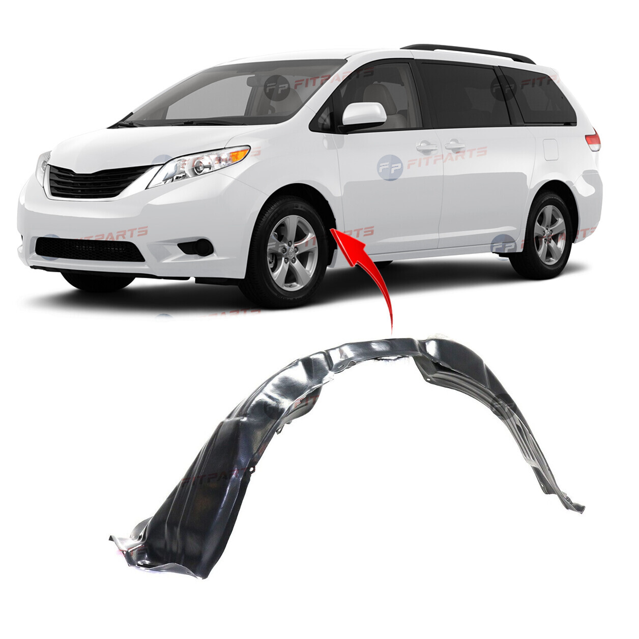 Fender Liner Driver Side for Toyota Sienna 2011-2014 TO1248163 ...