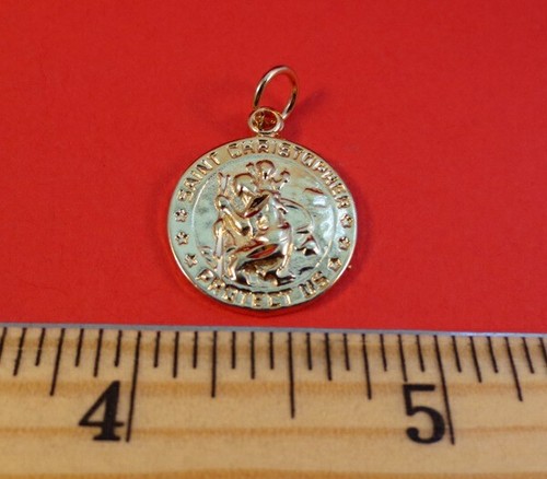 14KT EP ARMY/ ST. CHRISTOPHER TWO SIDED CHARM PENDANT WITH 24" ROPE ...