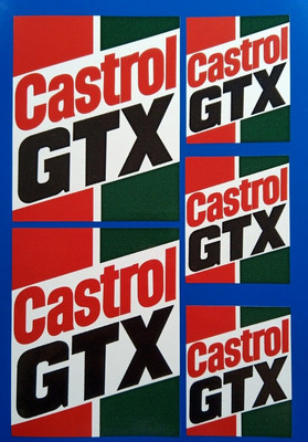 5X CASTROL GTX MOTOR OIL DECAL VINYL STICKERS MOTORSPORT | eBay