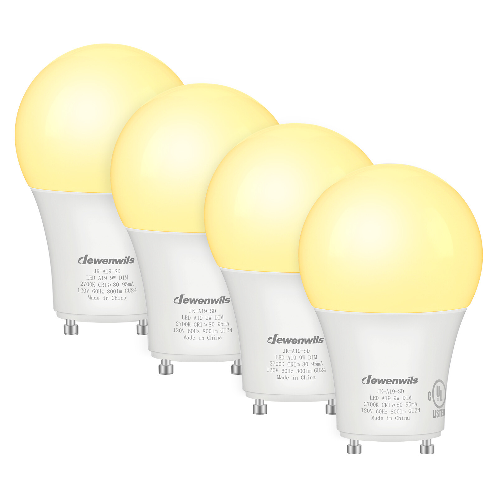 DEWENWILS LED Light Bulbs，GU24 Twist Lock Base Warm White 9W 800 Lumens ...
