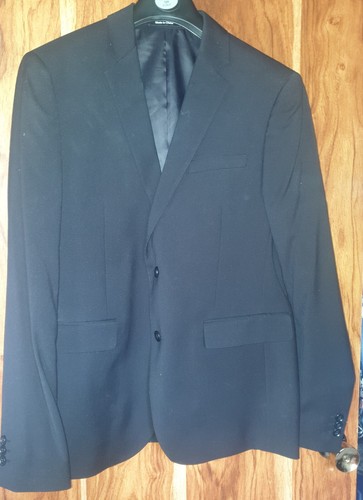 Mens Suit Jacket Black Size 46R Slim Fit 2 Button Fastening Lined | eBay