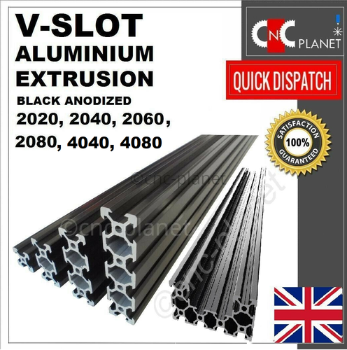 V SLOT 2020 2040 2060 2080 C-Beam BLACK ANODISED ALUMINIUM EXTRUSION ...