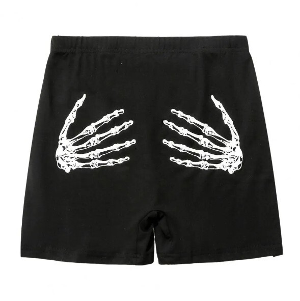 Womens Skeleton Hands Sports Shorts Yoga Gym Jogging Lounge Summer ...