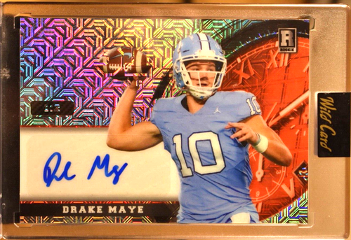 Drake Maye 2023 Wild Card QB1 On The Clock Silver & Red Rookie ...
