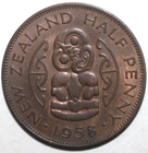 New Zealand Half Penny Coin 1958 KM#23 Queen Elizabeth II Maori Hei ...