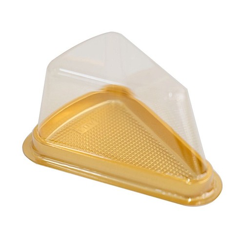 50 Gold Clear Triangle Cake Slice Boxes Plastic FAVOR HOLDERS Events ...