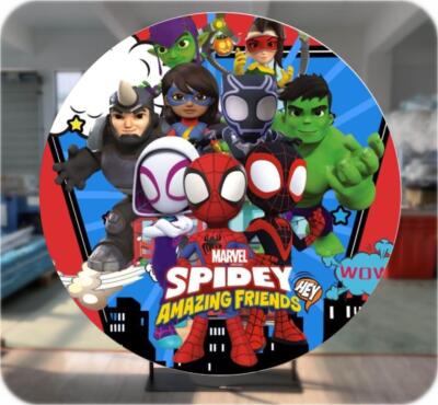 Round Spidey and His Amazing Friends Backdrop Birthday Party Background ...