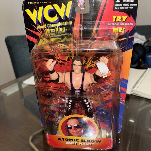 NEW 1998 WCW Bret Hart Figure Atomic Elbow Original Wrestling Toymakers ...