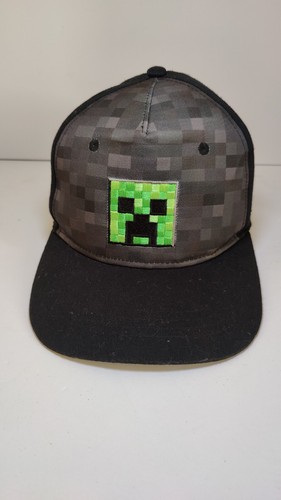 Minecraft Baseball Hat - Video Game Ball Cap Black Snapback Green ...